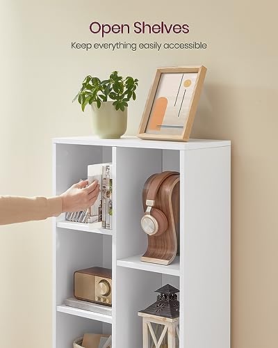 VASAGLE Bookcase, Bookshelf with 7 Compartments, Freestanding Shelves and Cube Organizer, for Display in Living Room, Bedroom, and Home Office, White