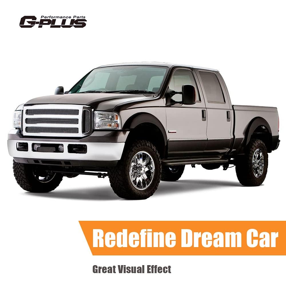 G-PLUS Fender Flares, Compatible with 2009-2014 Ford F150 67" / 78.8" / 97.4" Styleside Beds, [Not Compatible with Platinum & Raptor models], Rivet Style Smooth Matte Wheel Cover Protector 4pcs