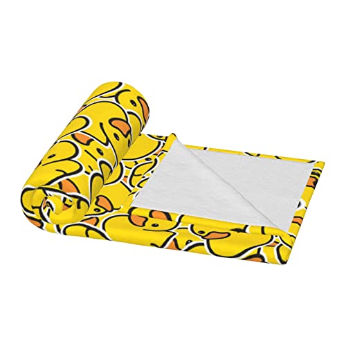Rubber Duck Pattern Throw Blanket, Ultra Soft Microplush Bed Blanket, All Season Microfiber Fleece Throw for Bed Chair Sofa Couch Bedroom 60"X50"