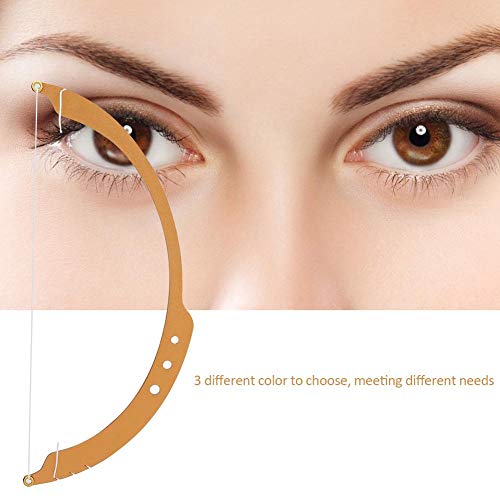 Eyebrow Mapper with Strings, String/symetric brow drawing marking ruler, Microblading Line Marker Ruler Eyebrow Tattoo Measuring Tool With 10pcs Thread Lines for Eyebrow Mapper(Gold)