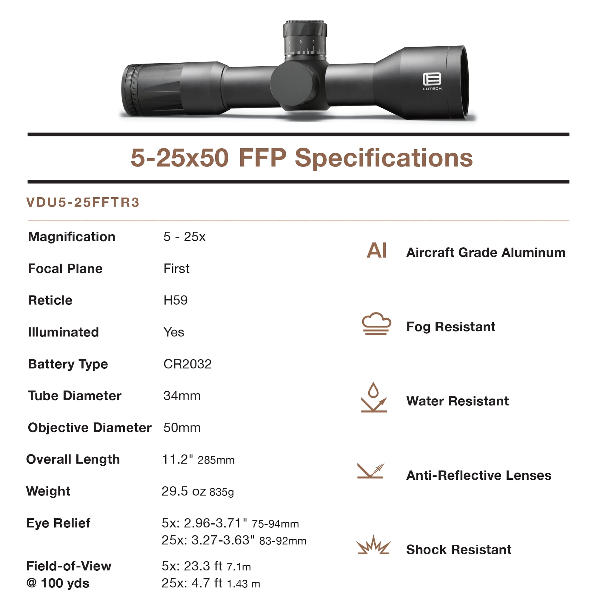 EOTECH Vudu 5-25x50mm Precision Rifle Scope