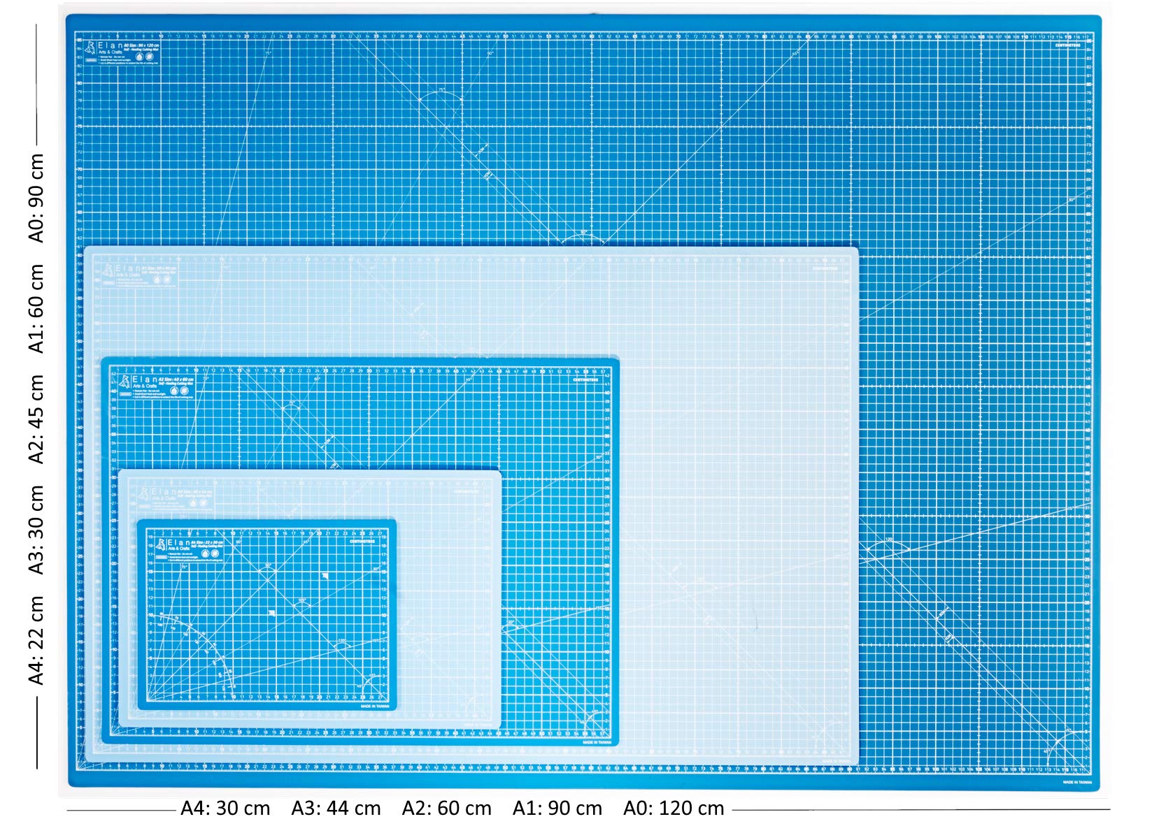 Elan Cutting Mat A4 Blue, 5-Ply Craft Mat, Self Healing Cutting Mat 30x22 CM, Craft Cutting Board, Art Mat, Imperial Sewing Mat, Quilting Mat, Hobby Mat, for Sewing, Quilting, Quilting supplies