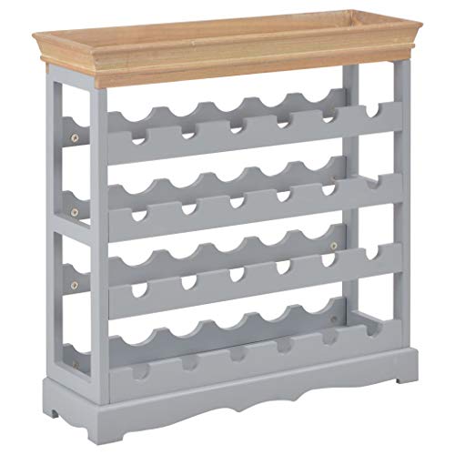 Matalde 24 Bottle Stackable Wine Rack with Wooden Top, 4-Tier Freestanding Floor-to-Ceiling Wine Bottle Organizer and Display Rack for Dining Room, Kitchen, Bar, Brown and Gray