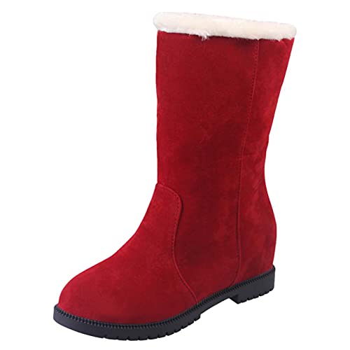 FASDNENDYS Womens Mid Knee High Boots Women's Ankle Shoes Winter Boots Plus Size Heels for Women Wide Width Red