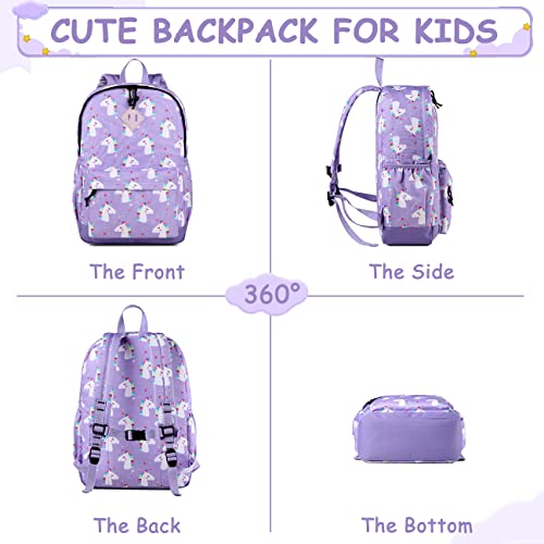 VASCHY Toddler Backpack for Girls, Cute Lightweight Water Resistant Preschool Backpack for Kindergarten Little Girls Bookbag Unicorn