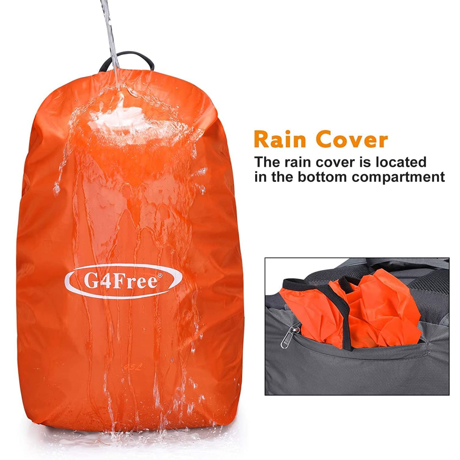 G4Free 45L Hiking Travel Backpack Waterproof with Rain Cover, Outdoor Camping Daypack for Men Women (Dark Grey)