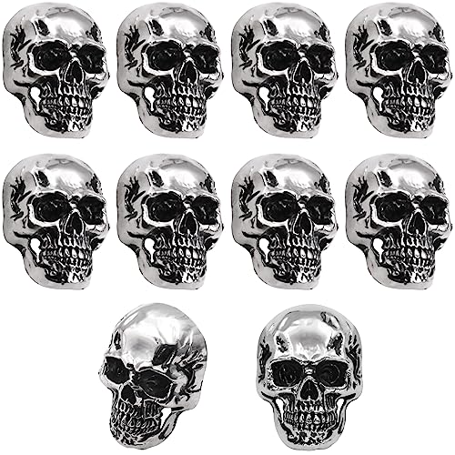 Skull Vintage Fridge Magnets Refrigerator Magnets, Cool, Strong, Cute, Funny Goth Fridge Magnets for Home Kitchen Decor, Office Whiteboards, Lockers, Maps, Calendars, Files, Photos (Silver 10 Pcs)