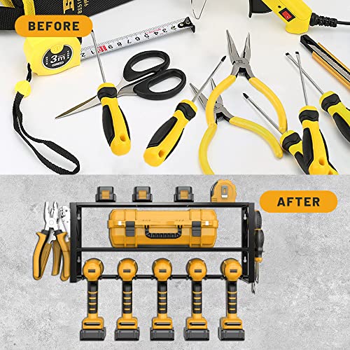 Power Tool Organizer, 3 Layers Wall Mount Drill Rack,Garage Wall Organizer with Shelf,Heavy Duty Garage Tool Organizer for Workshop, Tool Room, Garage, Utility Storage Rack.
