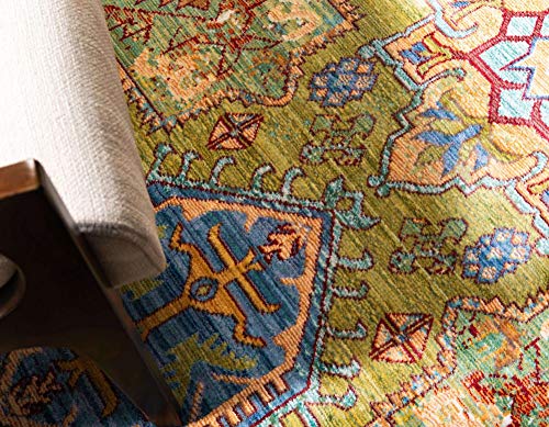 Unique Loom Austin Collection Vibrant Colors, Abstract, Traditional Area Rug, Rectangular 6' 0" x 9' 0", Light Green/Beige