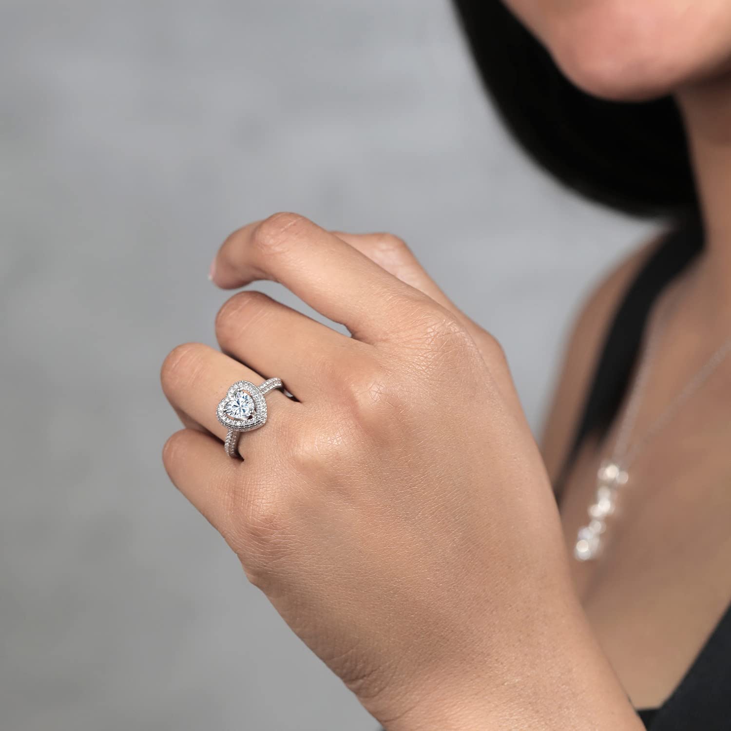 Gem Stone King 925 Sterling Silver White Moissanite Heart Shape Ring For Women (1.70 Cttw, Available In Size 5, 6, 7, 8, 9)