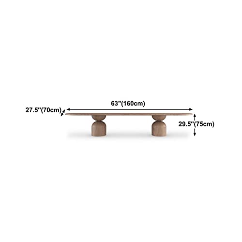 NIUYAO Solid Wood Dining Table Simplicity Modern Oval Tabletop with Double Pedestal Fixed Table Furniture for Dining Room Kitchen Leisure -63" L x 27.5" W x 29.5" H Without Chairs
