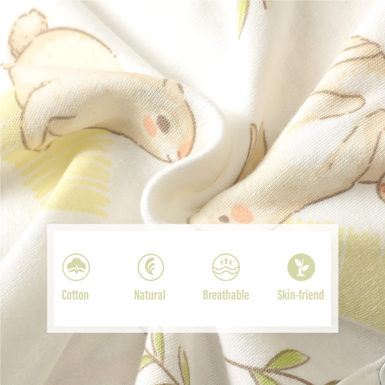DEFAHN Baby Side Snap Bodysuit Kimono Onsies Newborn Boy Girl 3-Pack Cotton Basic Pattern Kimono Bodysuits (Beige/Bunny/Carrot, 6-9 Months)