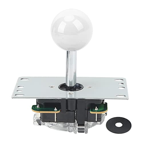 Kadimendium Arcade Joystick, ABS Metal Small Shaking Distance Light Resilience Quadrate Retaining Ring Arcade Game Fighting Stick for Game Room(White)