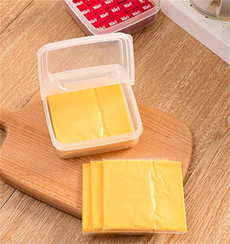 Sliced Cheese Container for Fridge with Flip Lid - 2/4/6 Pcs Butter Block Cheese Slice Storage Box, Portable Leakproof Clear Flip Top Storage Box, Vegetable & Fruit Fresh-Keeping Box. (2 pcs) (2 pcs)