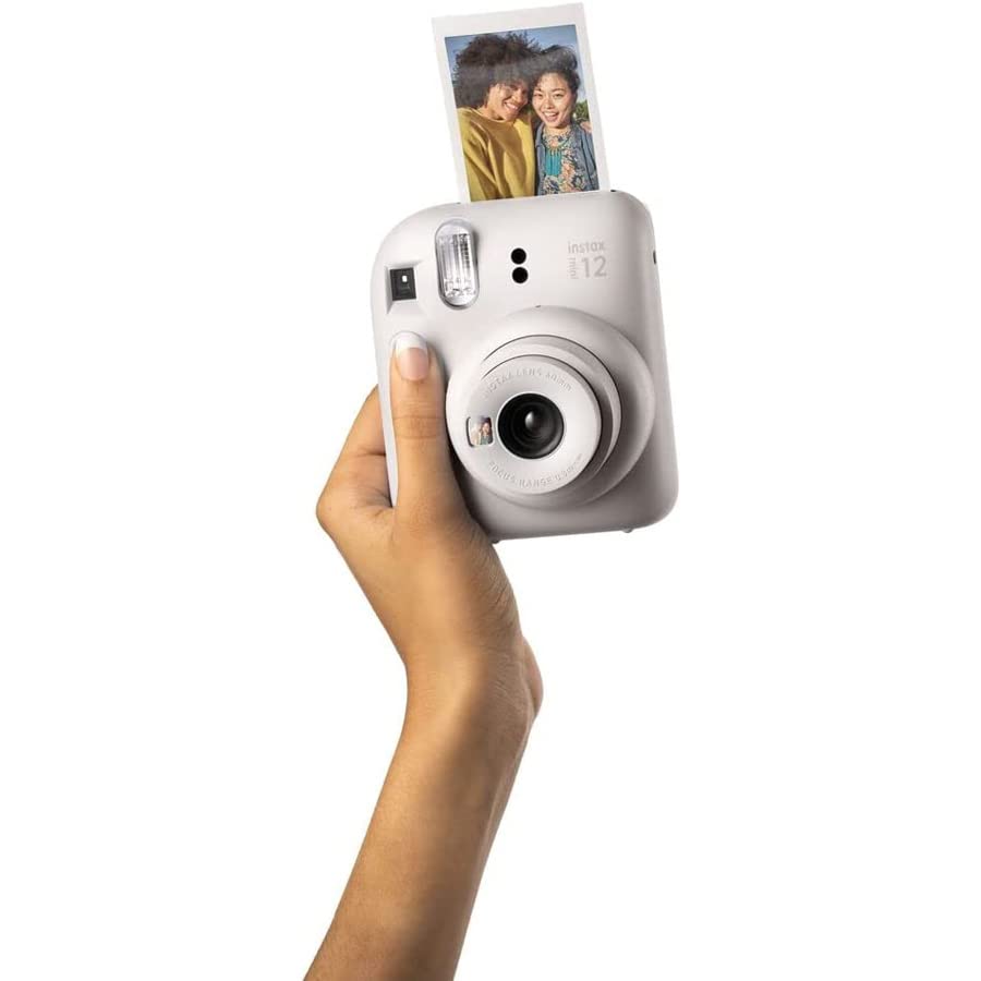 Fujifilm 16806274 Instax Mini 12 Instant Camera, Clay White Bundle with Instax Mini Twin Pack Picture Format Instant Daylight Film (40 Shots) + 1 Year Enhanced CPS Protection Pack