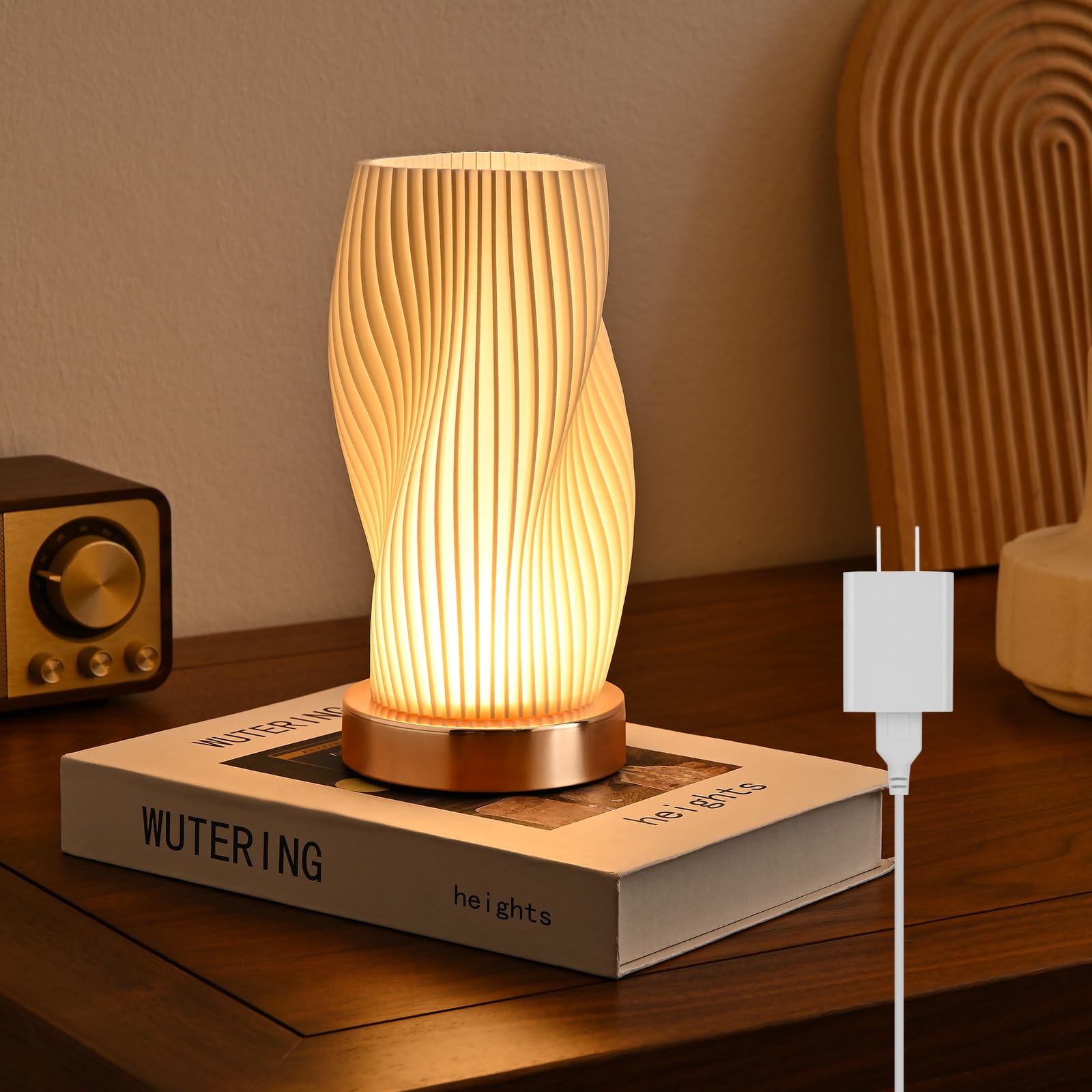 Ekkiploi Bedside Lamps for Bedroom-Button Control Metal Small Table Lamp 12 Way Dimmable Nightstand Lamp Gold Mini Modern Lamp for Living Room, Dorm, Kids Room, Office