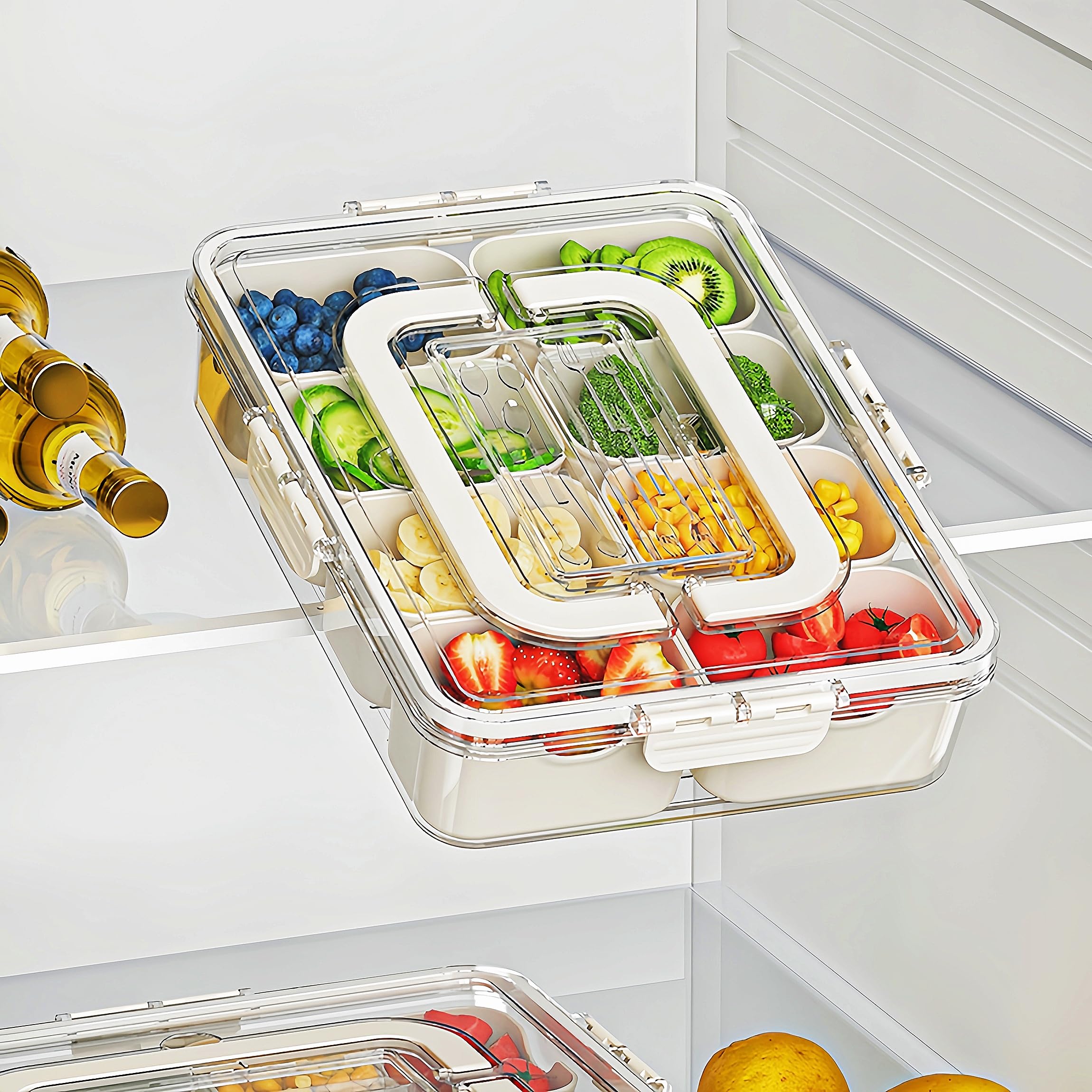 SHUCHNOYE Snackle Box Container with Lid and Handle β Divided Serving Platters for Candy, Fruit, and Treats β Portable and Versatile Snackle Box