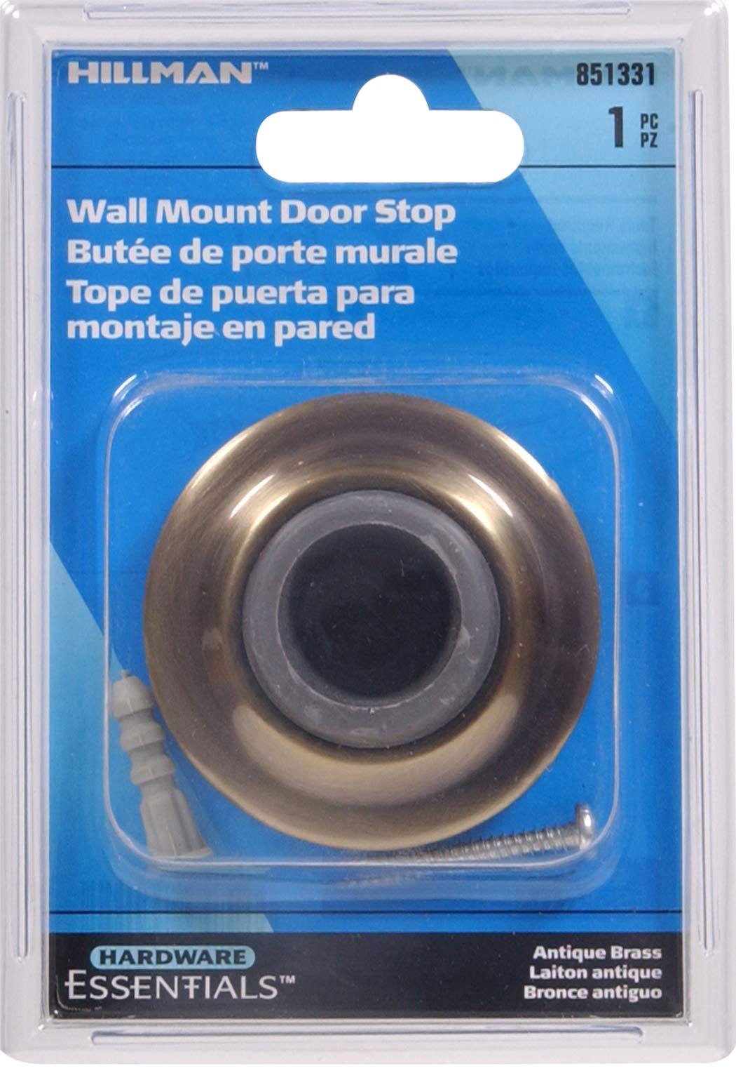 Hardware Essentials 851331 Wall Mount Door Stop Antique Brass 2-3/8"