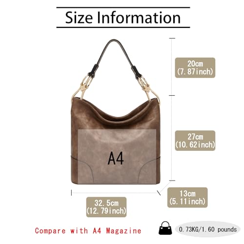 FOXLOVER Shoulder Hobo Handbags for Women Faux Leather Large Capacity Bucket Tote Bag Minimalist Style
