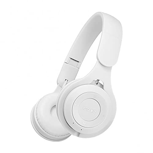 Wireless Headphone FM Radio Stable Output Bluetooth-compatible5.0 Cute Stereo Gaming Sports Headset for Laptop White