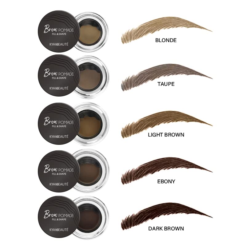 Fill and Frame Eyebrow Pomade Kit, Long Lasting and Waterproof Eyebrow Gel Makeup Set with Dual-ended Brush and Brow Trimmer, Tinted Eyebrow Cream for Delicate and Smooth Brow, 5g/0.17oz (Ebony)