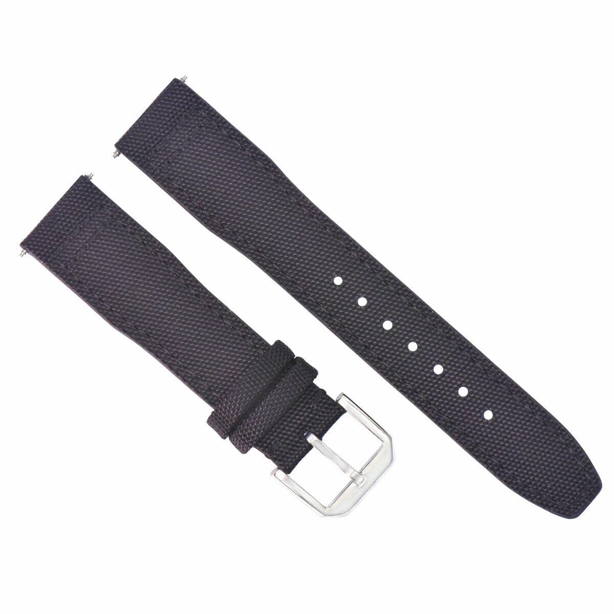 Ewatchparts 21/18MM CANVAS LEATHER WATCH BAND STRAP COMPATIBLE WITH IWC PILOT TOP GUN PORTUGUESE BLACK