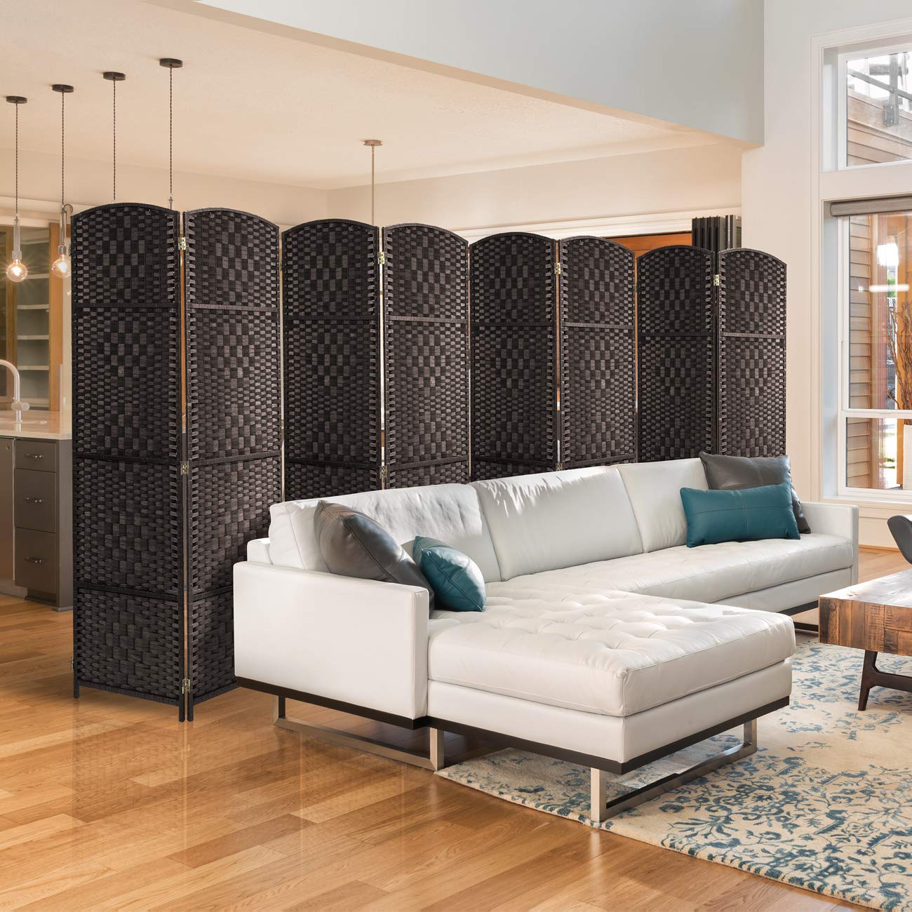Sorbus 8 Panel Room Divider 6 ft. Tall - Privacy Screen, Extra Wide Double Hinged Panels, Diamond Double-Weaved, Partition Room Dividers and Folding Privacy Screens, Wall Divider for Room Separation