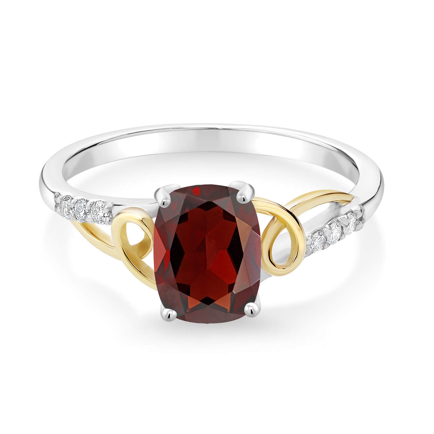 Gem Stone King 10K Yellow Gold and 925 Sterling Silver 8X6MM Cushion Gemstone Birthstone and Lab Grown Diamond Engagement Ring | Wedding Anniversary Promise Ring For Women
