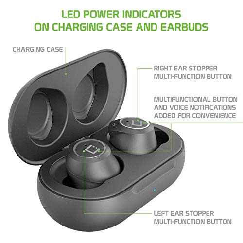 Wireless V5 Bluetooth Earbuds Compatible with Kyocera DuraForce with Charging case for in Ear Headphones. (V5.0 Black)