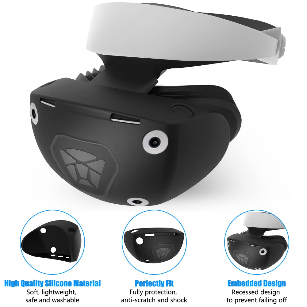 Jhua PSVR2 VR Silicone Face Cover and VR Shell Cover for Playstation VR2 / PSVR2, VR Headset Protective Shell Cover PSVR2 Accessories Kit