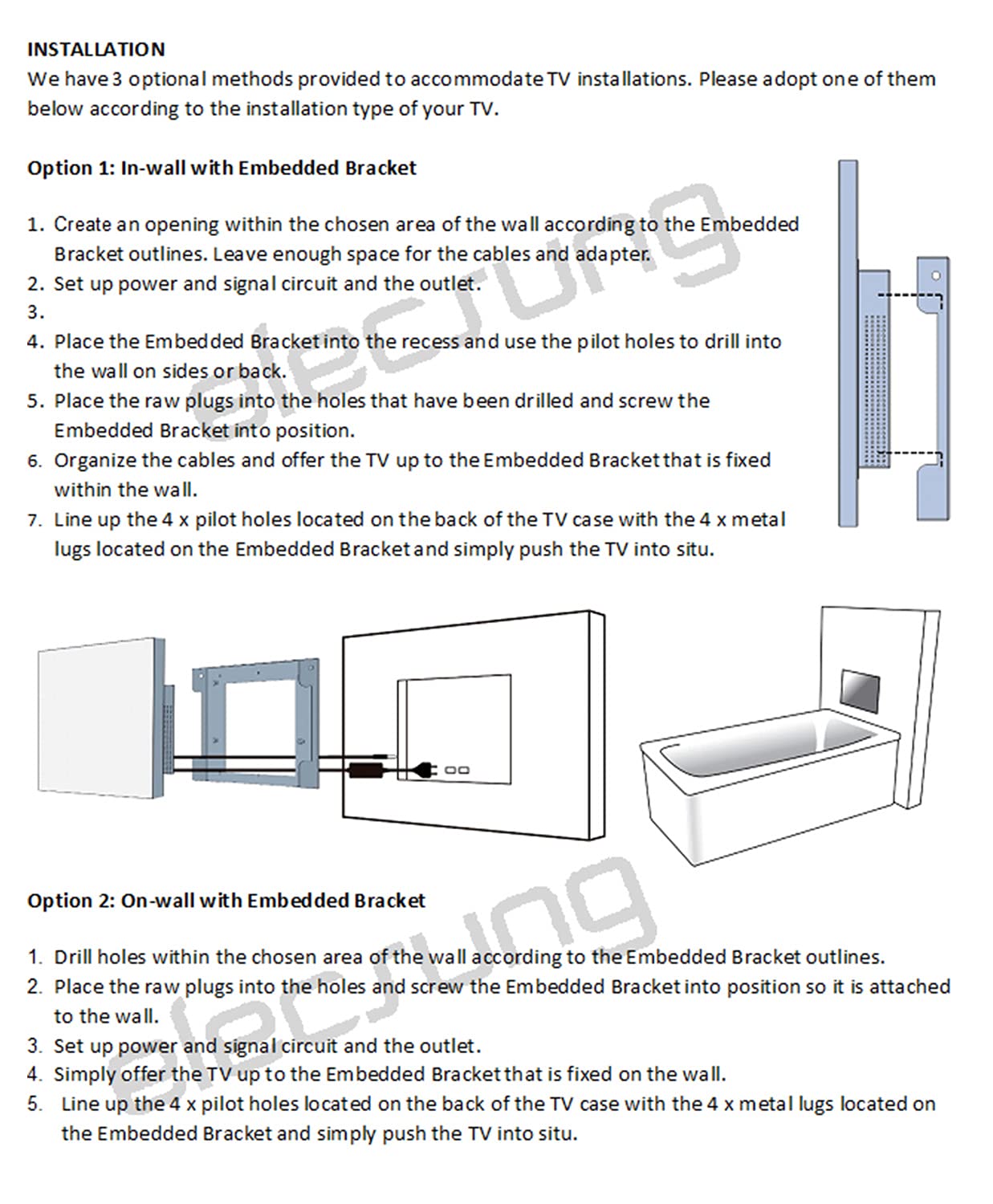 elecsung 32inch Smart Mirror TV for Bathroom IP66 Waterproof Android 11.0 System with Integrated HDTV(ATSC) Tuner and Built-in Wi-Fi&Bluetooth