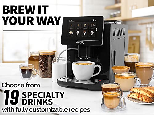 Zulay Powerful Milk Frother & Magia Super Automatic Coffee Espresso Machine - Frother Handheld Foam Maker for Lattes - Espresso Coffee Maker With Easy To Use 7β Touch Screen - Drink Mixer for Coffee