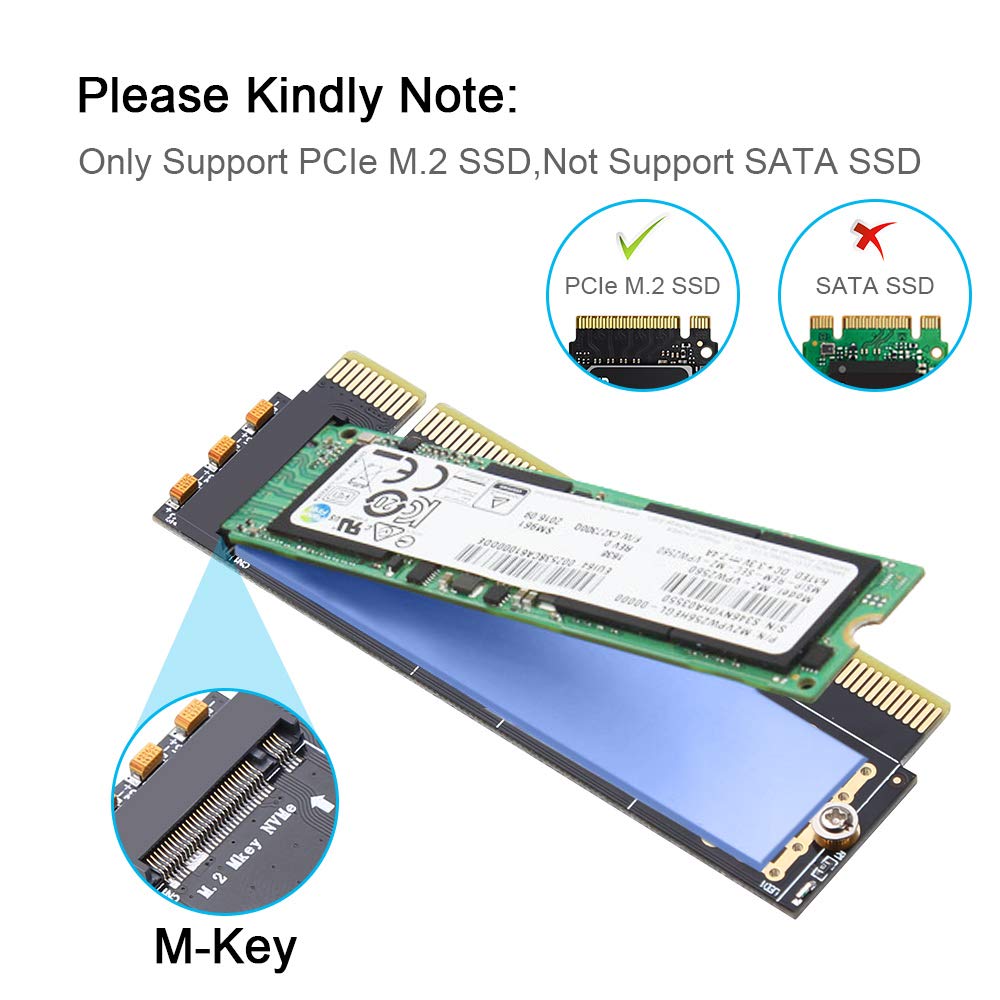 ELECTOP M.2 NVMe Adapter, SSD to PCIe Card,M2 (Key M) Driver with Silicone Cooling Pad,Hard Drive Adapter,Support PCIe x4 x8 x16 Slot, 2230 2242 2260 2280,Compatible with Windows XP / 7/8 / 10