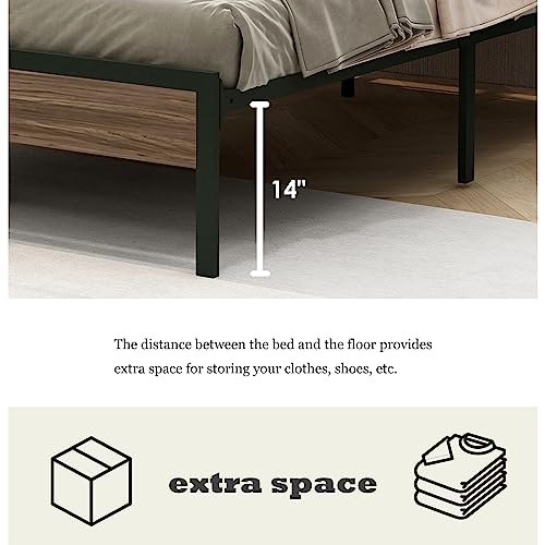 NNV Industrial Twin Size Bed Frame with Headboard Stoarge, Metal Platform Bed Frame with LED Lights and USB Ports, Sturdy and No Noise Easy Installation No Box Spring Needed, Grey