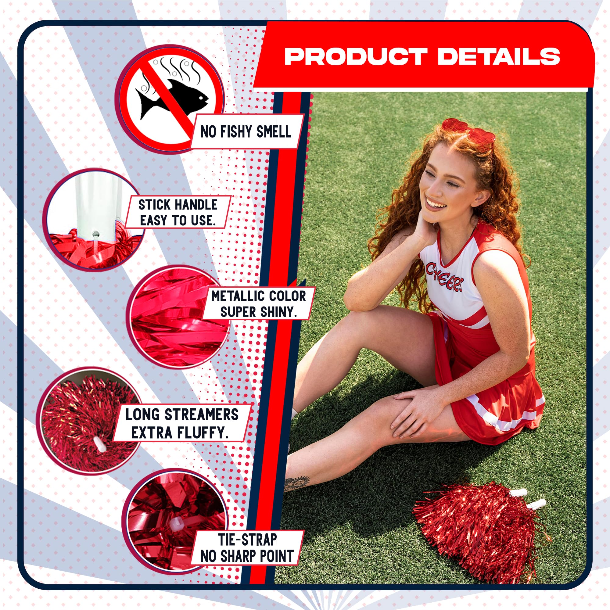 DEGENDE Metallic Large Pom Poms Cheerleading - Cheer Stuff, Cheer Bag, Cheer Backpacks for Cheerleaders, Cheer Gifts, Cheer Bows for Cheerleaders