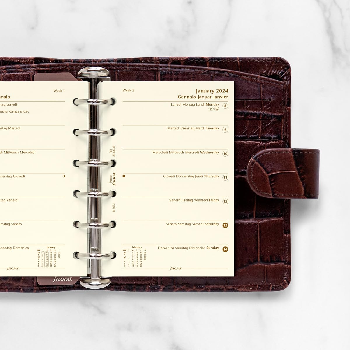 Filofax Pocket week per page 4 language cotton cream 2024 diary