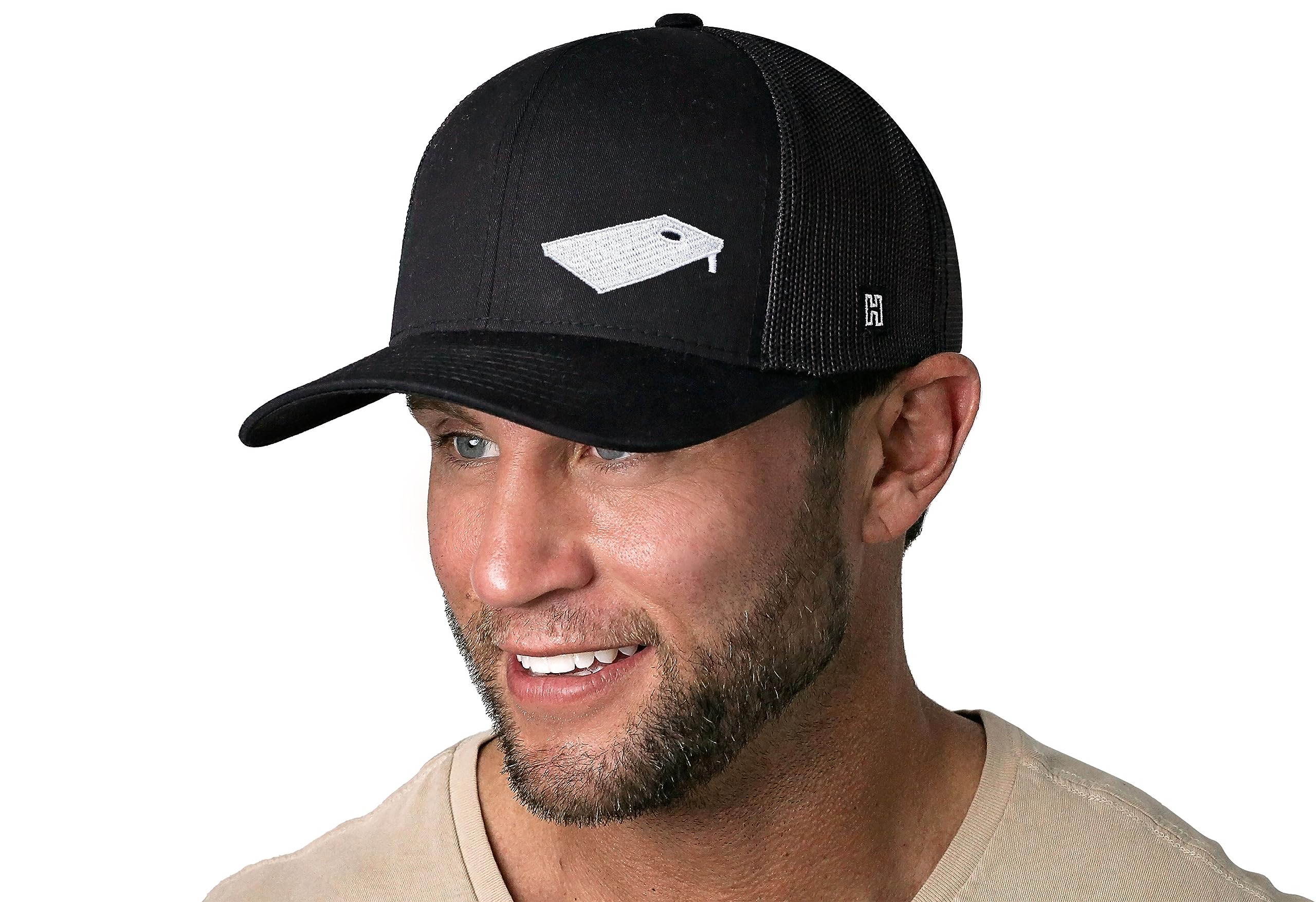 HAKA Golf Hat Leather – Mesh Golfing Trucker Hat, Camping Hat for Men & Women, Adjustable Snapback Baseball Cap, Patch Hat - Black