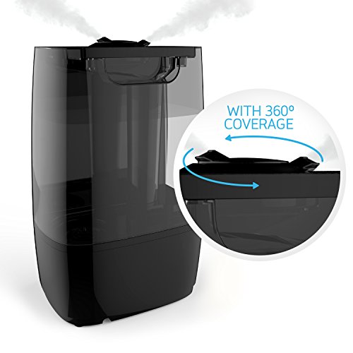 Pure Enrichment HumeXL Ultrasonic Cool Mist Humidifier - Large, Easy-to-Clean 5-Liter/1.3 Gallon Water Tank, Touch-Button Control, High/Low Mist, 2 Independent 360° Mist Nozzles and Night Mode