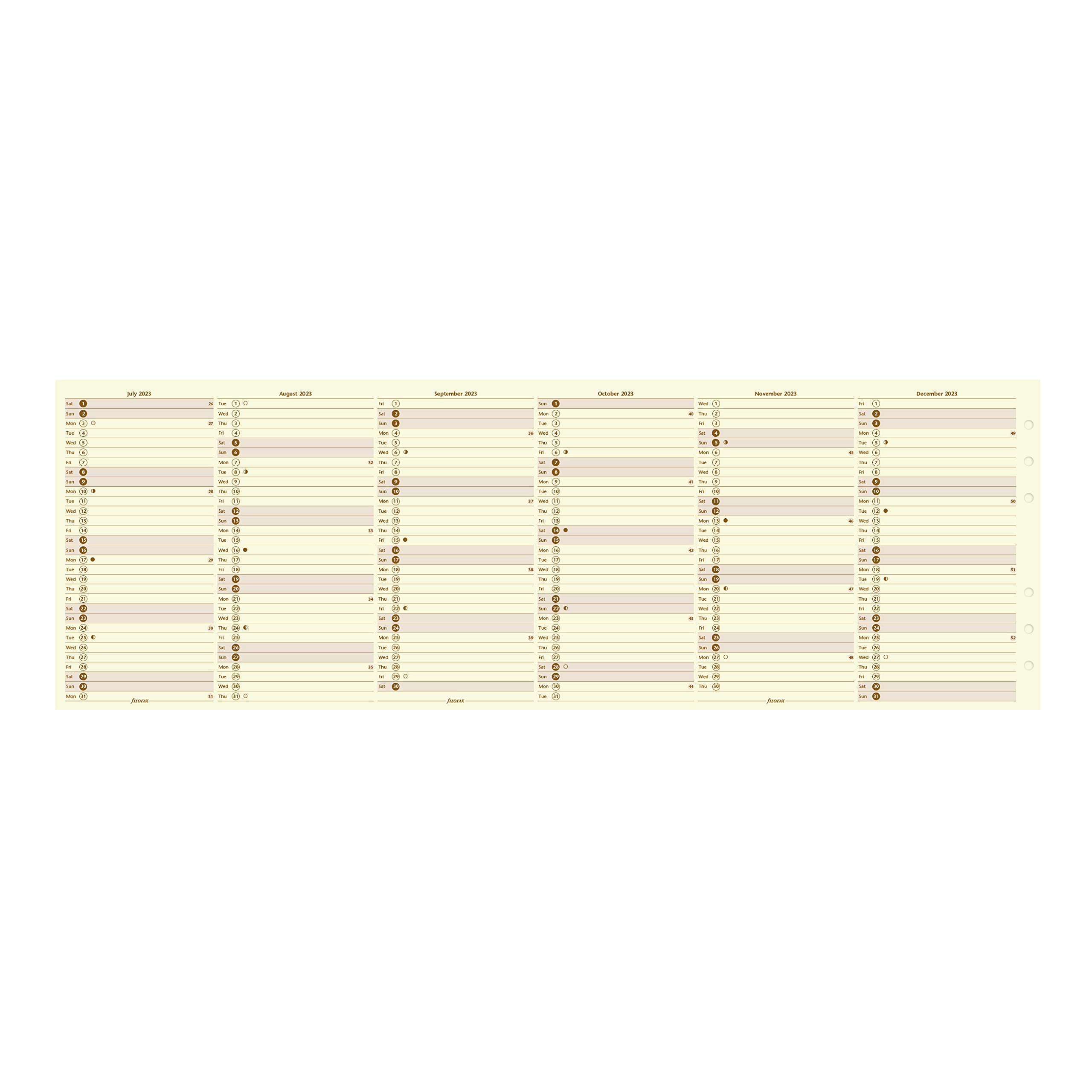 Filofax Refill, Personal/Compact Size, Vertical Year Planner, Cotton Cream Paper, English, 2023 (C68408-23) (68408-2018)