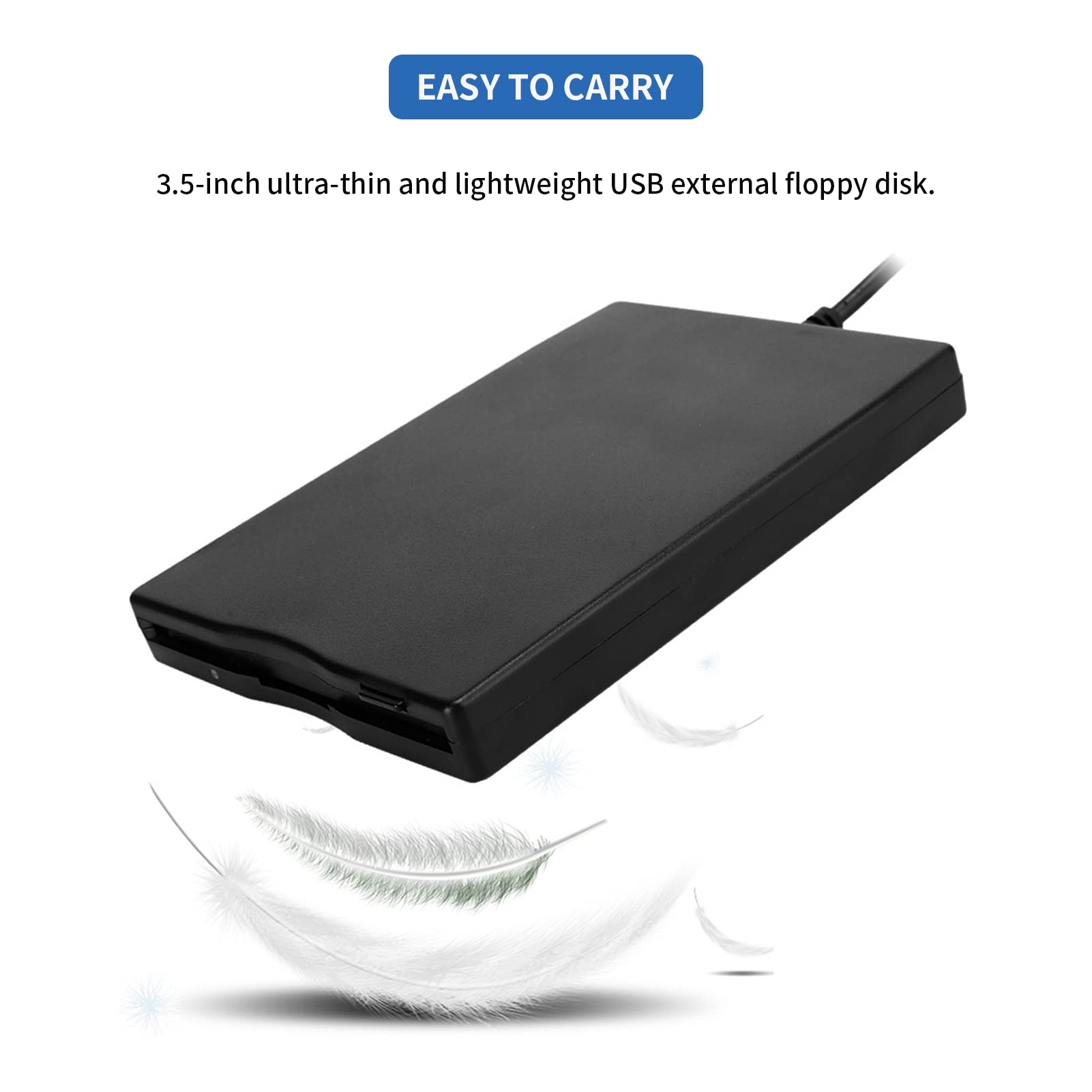 Gugxiom 3.5" USB Floppy Disk Reader, Portable External Floppy Disk Drive, USB Floppy Drive, for PC Windows 10/7 Vista/8 / XP/ME / 2000 / SE / 98, for Laptop and Desktop Computer