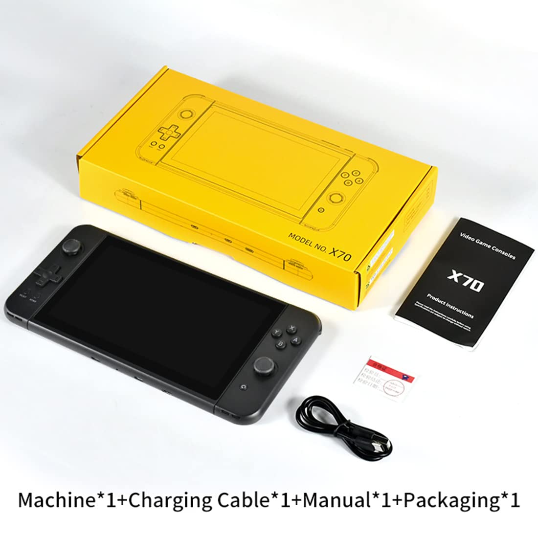 HENE POWKIDDY X70 Handheld Game Console, 7 Inch IPS Portable Retro Arcade Built-in 3000+ Games - 32G