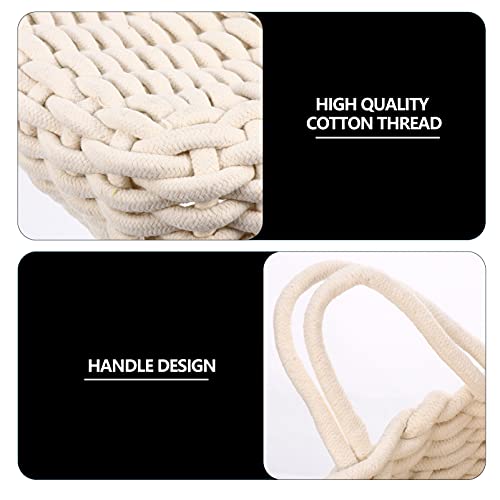 Veemoon Storage Bins Storage Bins Sundries Container Basket Woven Cotton Rope cotton woven basket cotton thread basket woven storage basket Storage Basket, Cotton Small Basket Baskets