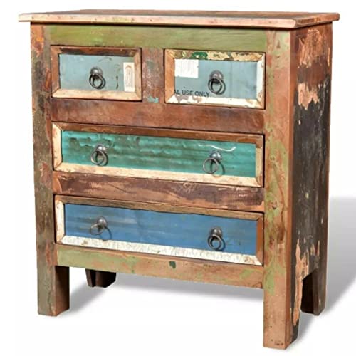 MAXCBD Nightstand Bedside Table Drawer Cabinet Reclaimed Cabinet Solid Wood with 4 Drawers Cabinet with 4 Drawers Offers You Storage Space Storage Tower Dresser