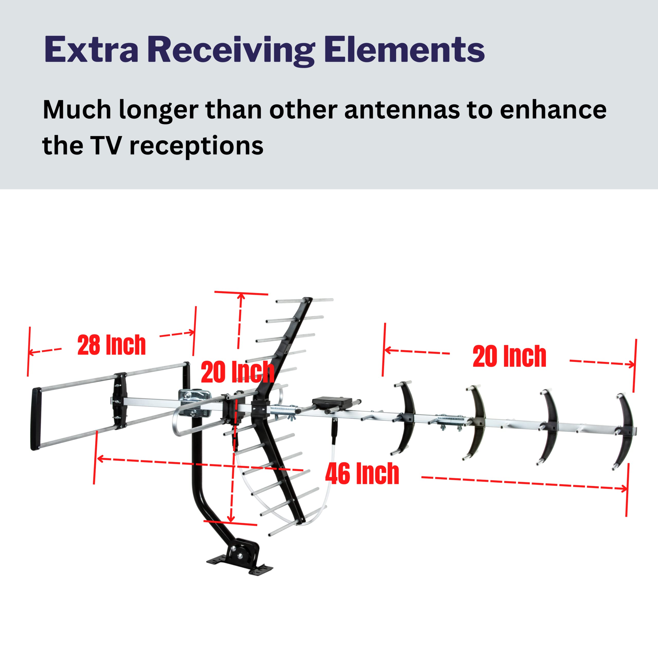 Five Star Outdoor HDTV Antenna up to 200 Mile Long Range, Attic or Roof Mount TV Antenna, Long Range Digital OTA Antenna,ATSC 3.0 Ready for 4K 1080P VHF UHF with Mounting Pole