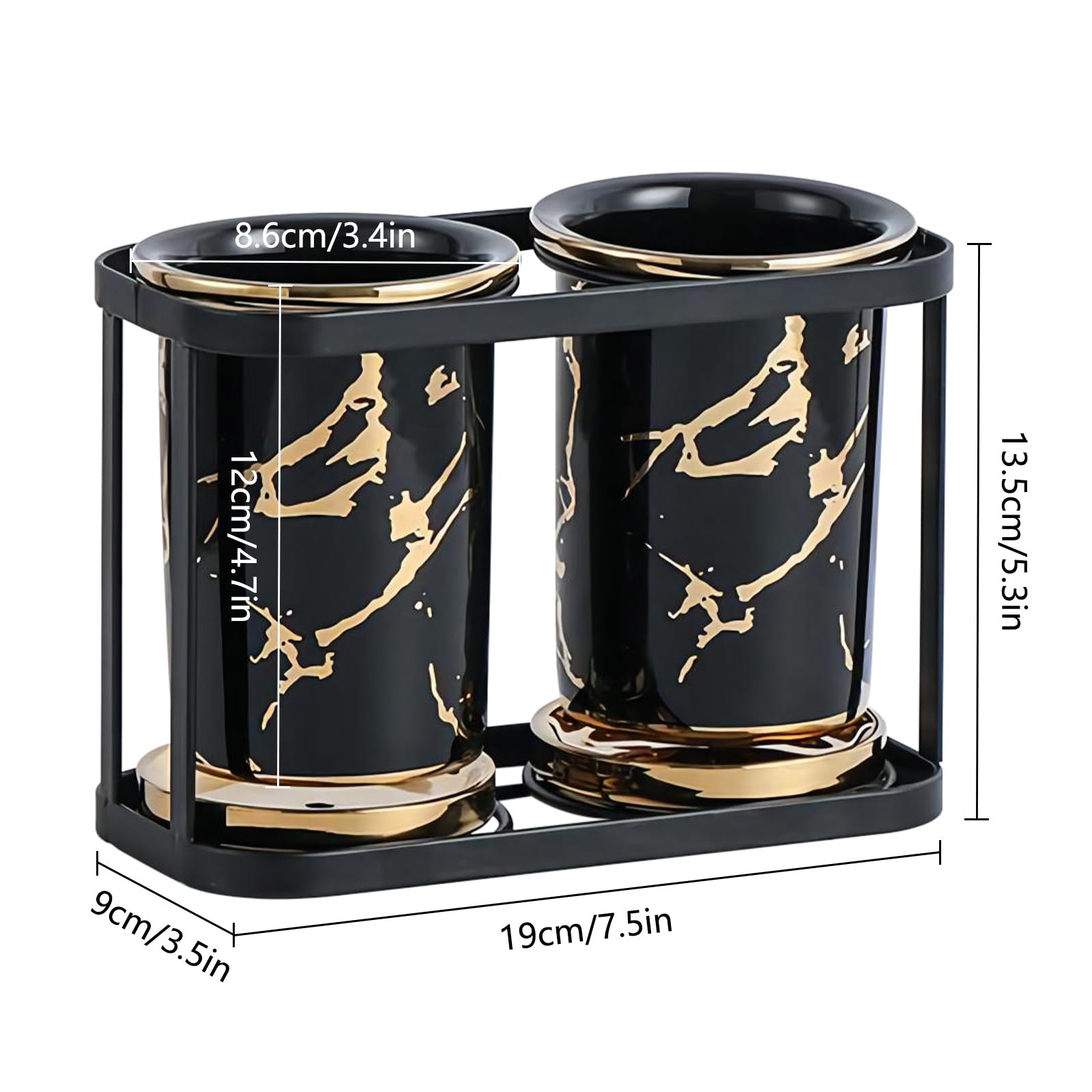 Fourmor Cutlery Holder Multi - Ceramic marble pattern Functional Utensil Holder Chopsticks Knife Flatware Drainer Storage Box Spoon Fork Tableware Drain Kitchen Organizer Rack Set of 2