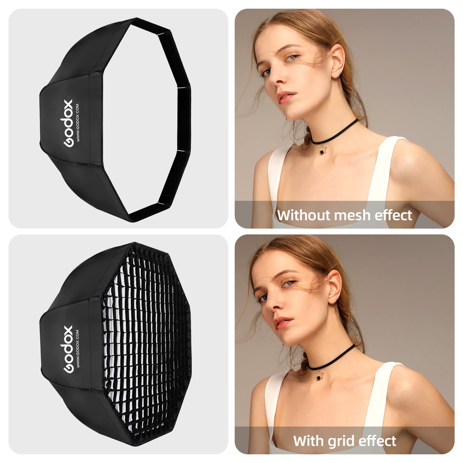 Godox SB-UE 47"/120cm Umbrella Octagon Softbox Reflector with Honeycomb Grid for Speedlight Flash (Bowens Mount)