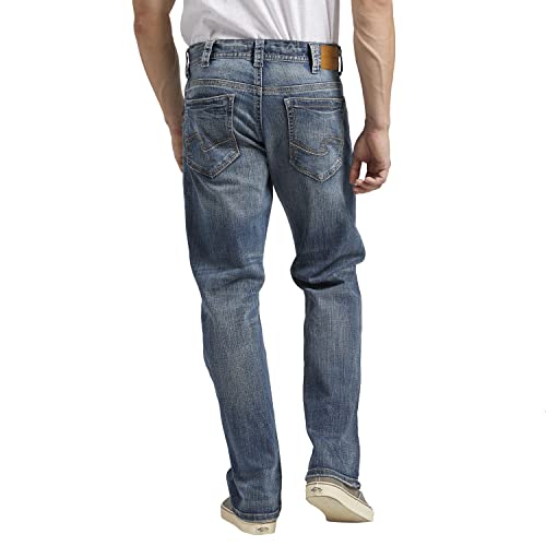 Silver Jeans Co. Men's Gordie Relaxed Fit Straight Leg Jeans, Medium Vintage, 38W x 32L