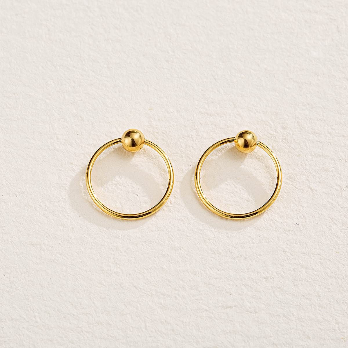 FANCIME 18K Yellow Solid Gold Hoop Earrings Minimalist 3mm Bead Ball Endless Extra Small Mini Sleeper Hoop Earrings Fine Jewelry Gifts for Her Women,11mm Diameter