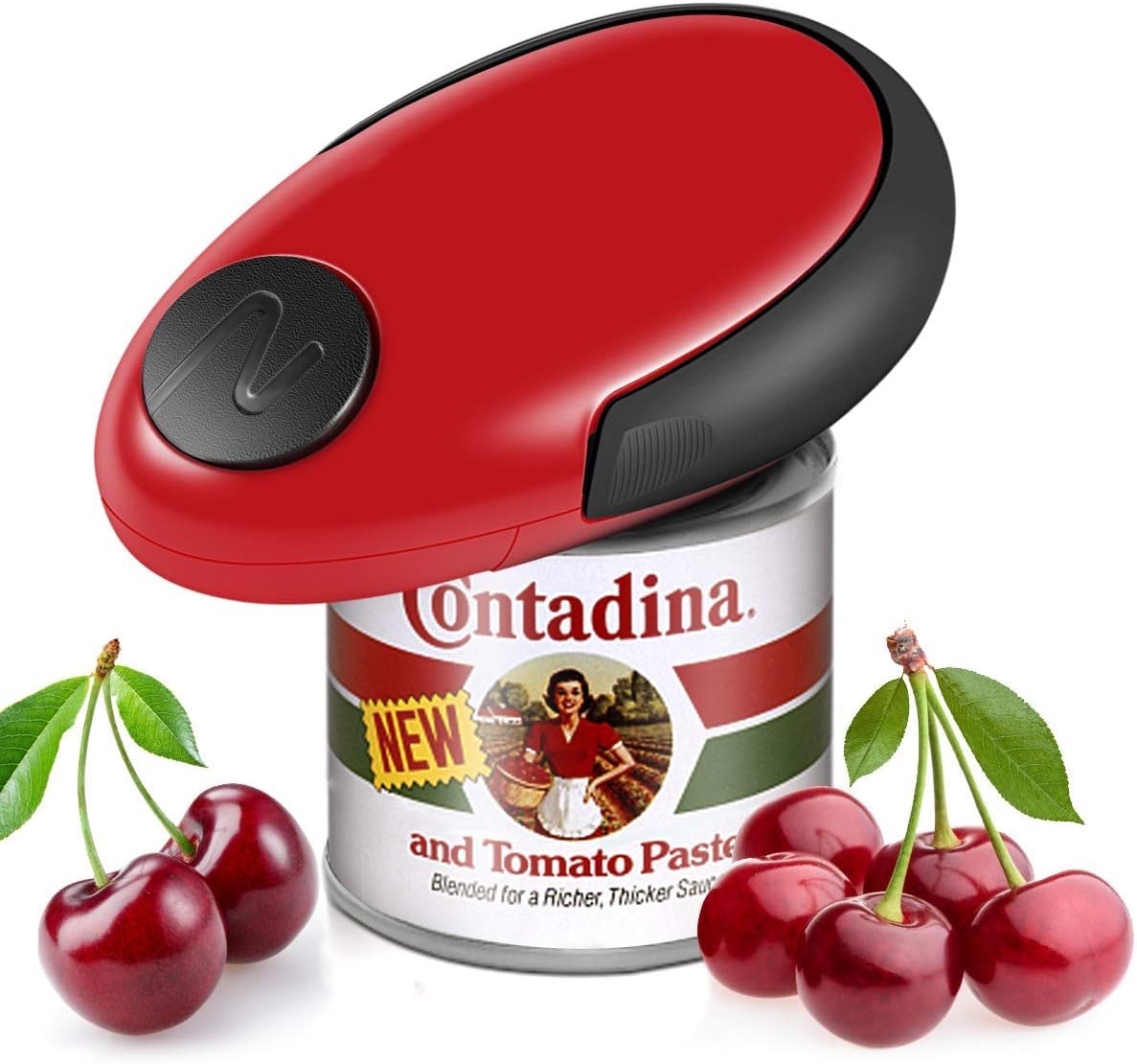 Electric Can Opener, Open Cans with One Touch NO Stuck Smooth Edge Automatic Can Opener for Seniors Arthritis, Food-Safe & Battery Operated Handheld Opener Fits Almost Sizes
