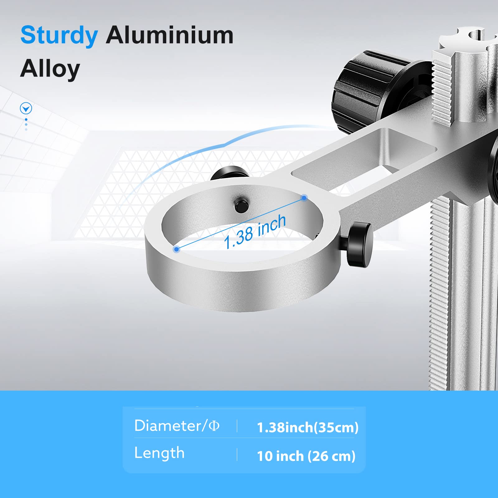 TOMLOV USB Microscope Stand BS01,10 inch Adjustable Microscope Stand Base, Professional Holder Desktop Support Bracket for LCD Digital Microscope, Max 1.38" in Diameter